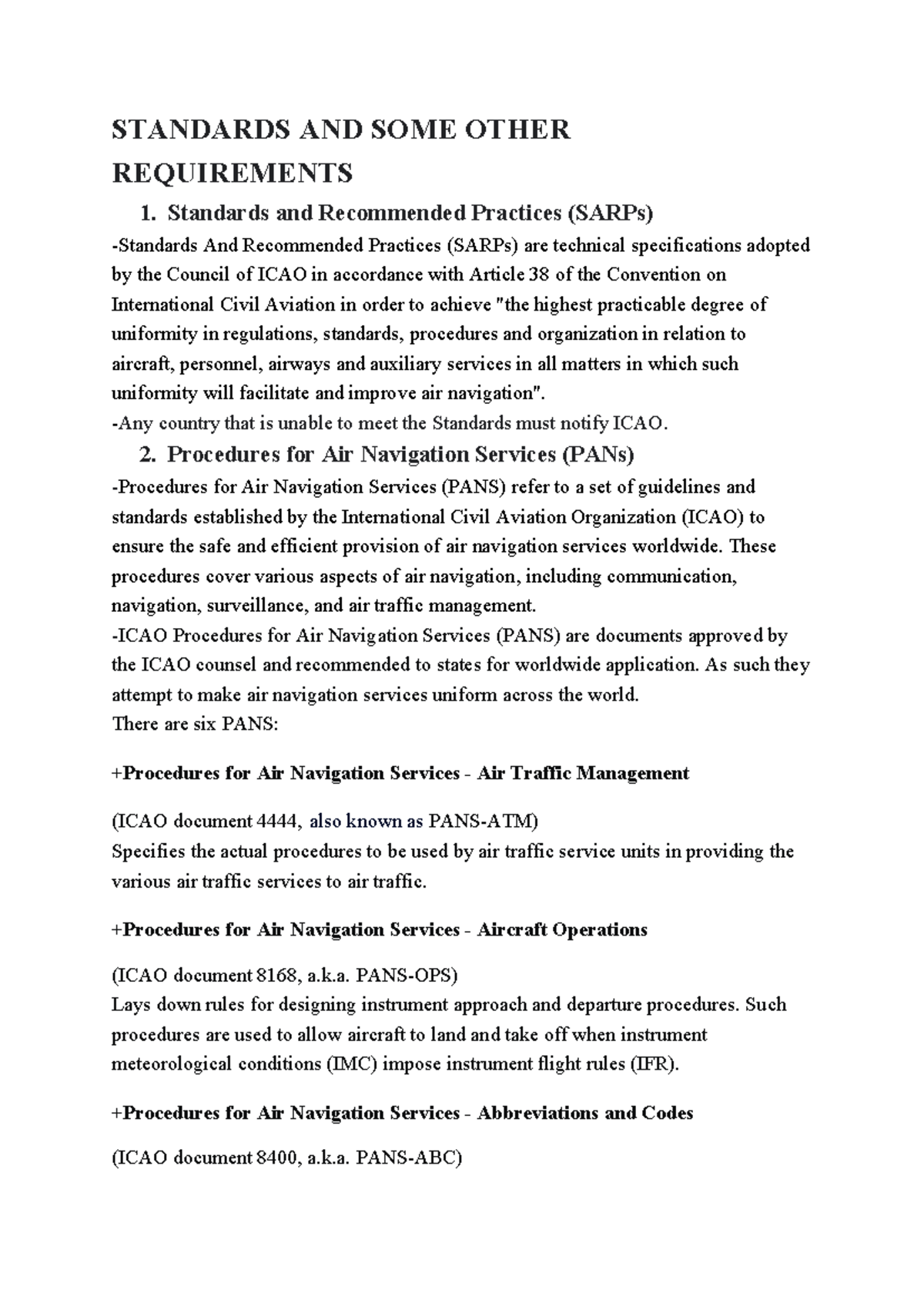 Standards AND SOME Other Requirements - STANDARDS AND SOME OTHER ...