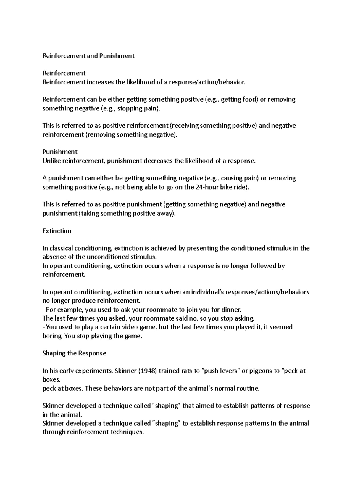 Reinforcement and Punishment - Reinforcement and Punishment ...