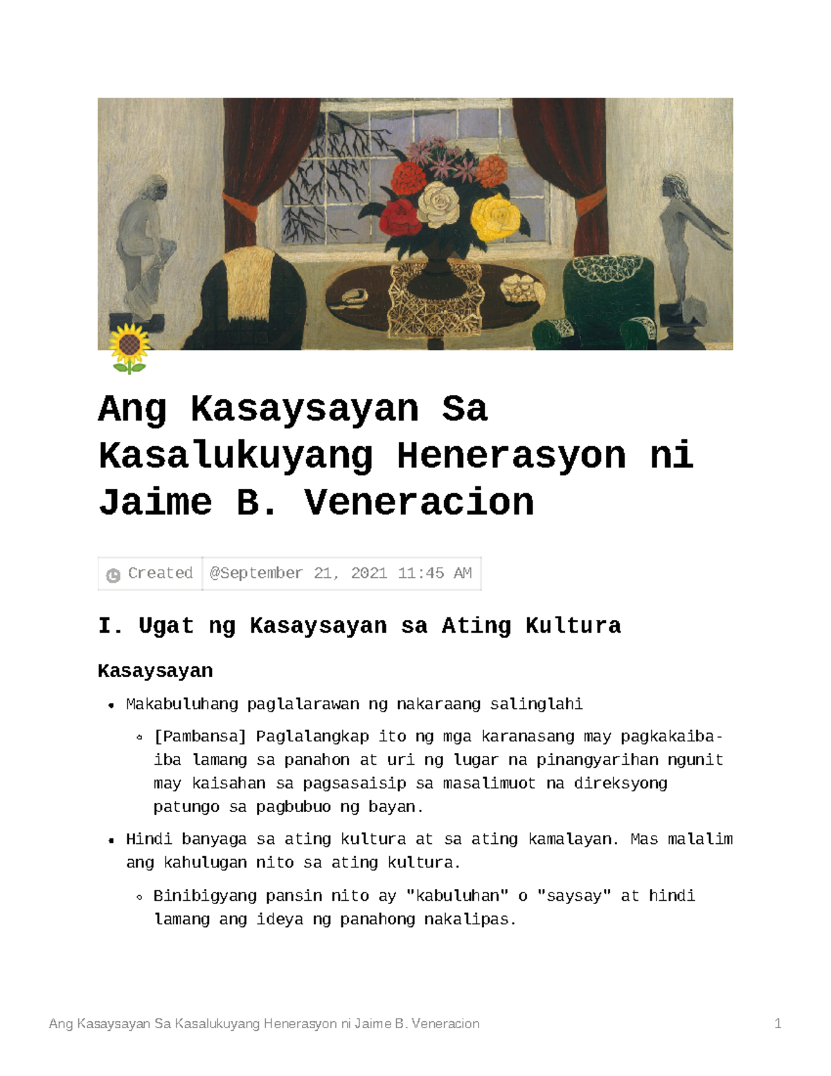 Ang Kasaysayan Sa Kasalukuyang Henerasyon ni Jaime B - Veneracion ...