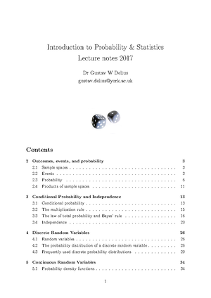 Probability and Statistical Inference 1 lecture notes 2020-21 ...
