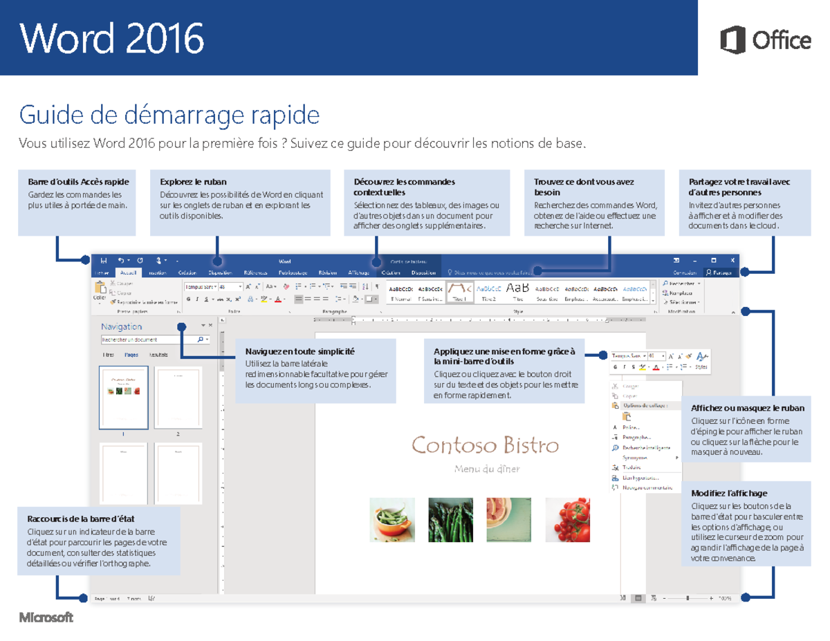 WORD 2016 Quick Start Guide - Guide de démarrage rapide Vous utilisez ...
