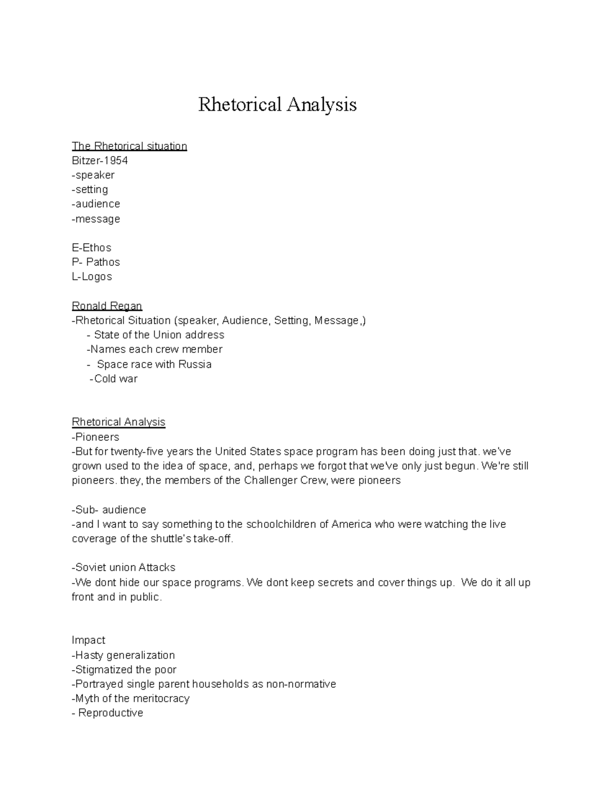 Rhetorical Analysis - Public speaking notes - Rhetorical Analysis The ...