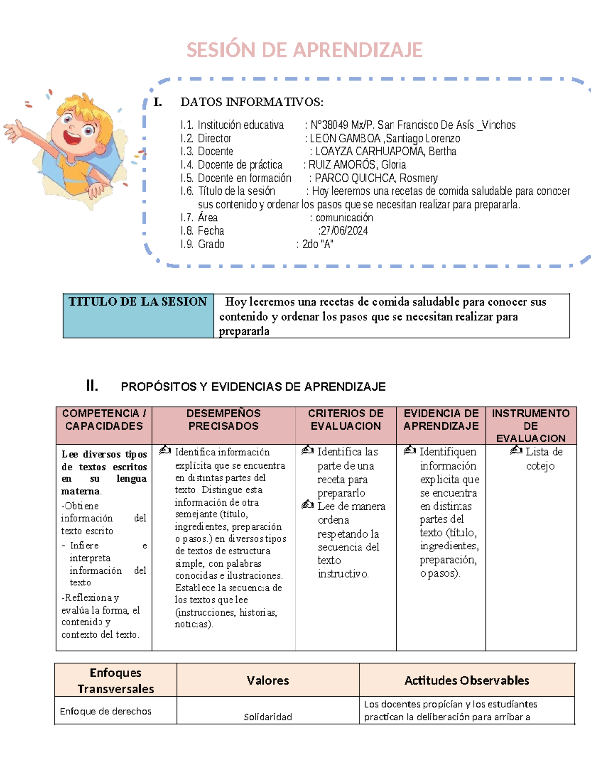 Leemos un recetario 2° - SESIÓN DE APRENDIZAJE TITULO DE LA SESION Hoy leeremos una recetas de ...
