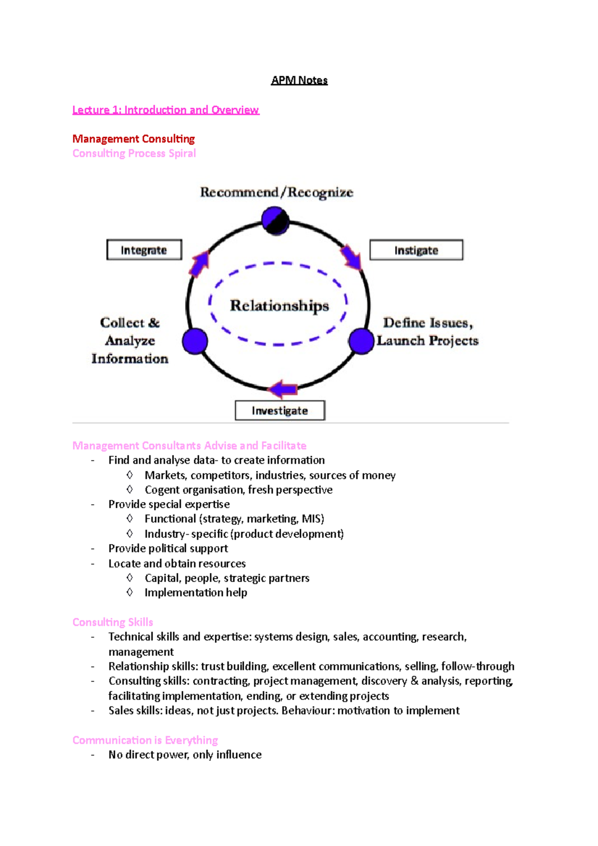 APM Notes Lecture 1-2 - APM Notes Lecture 1: Introduction and Overview ...