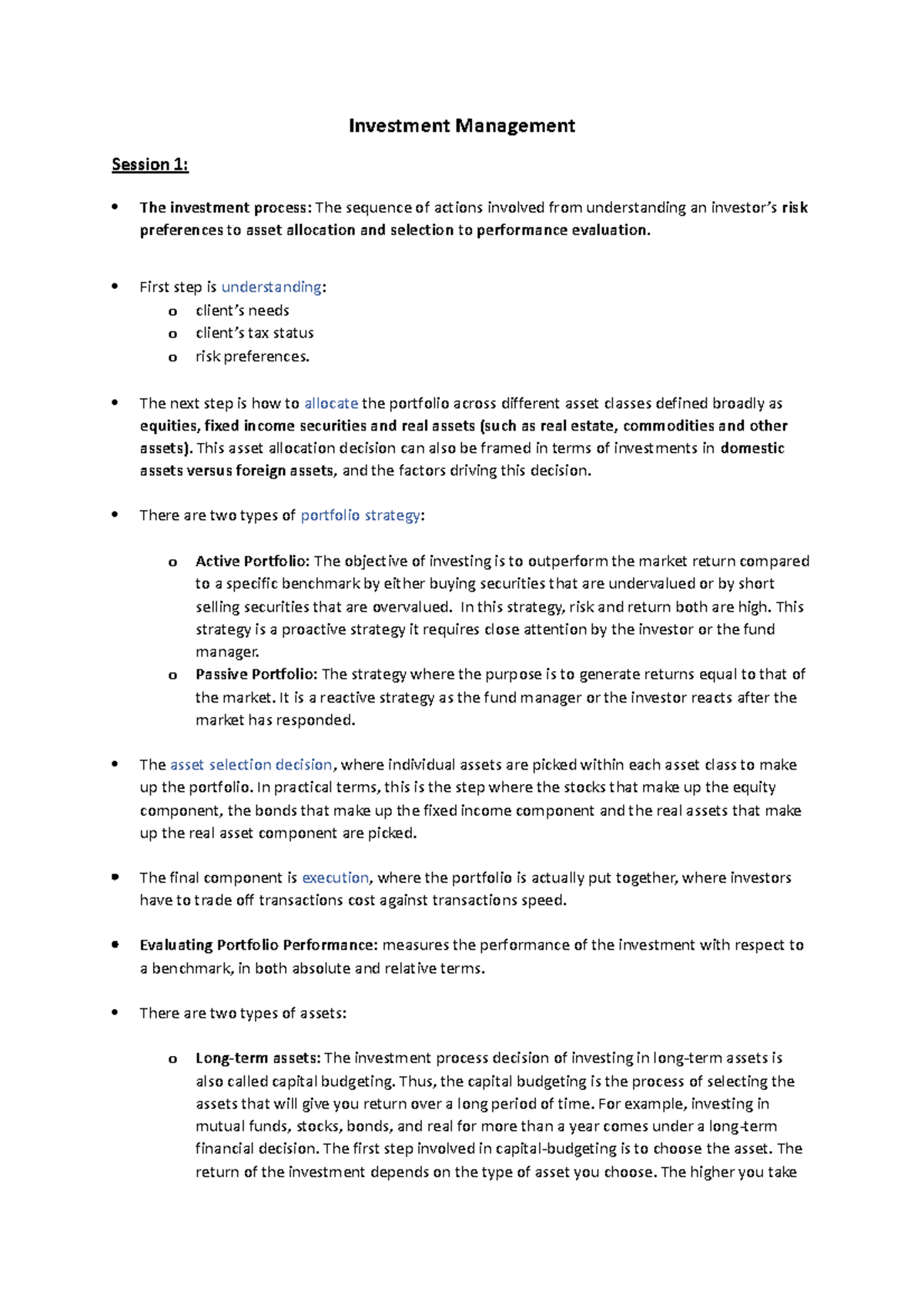 Investment Management - Investment Management Session 1: The investment ...