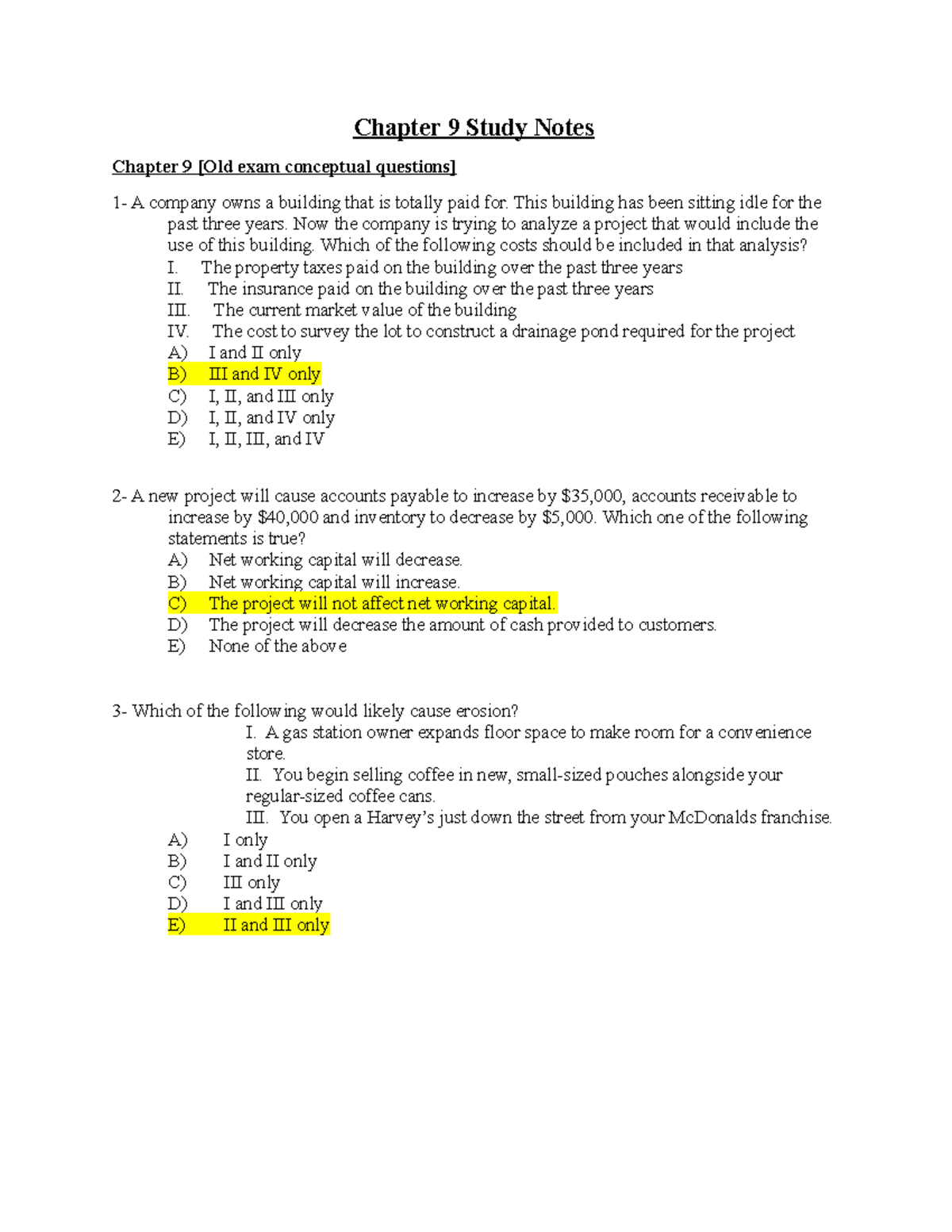 Chapter 9 Study Notes - MCs - Chapter 9 Study Notes Chapter 9 [Old exam ...