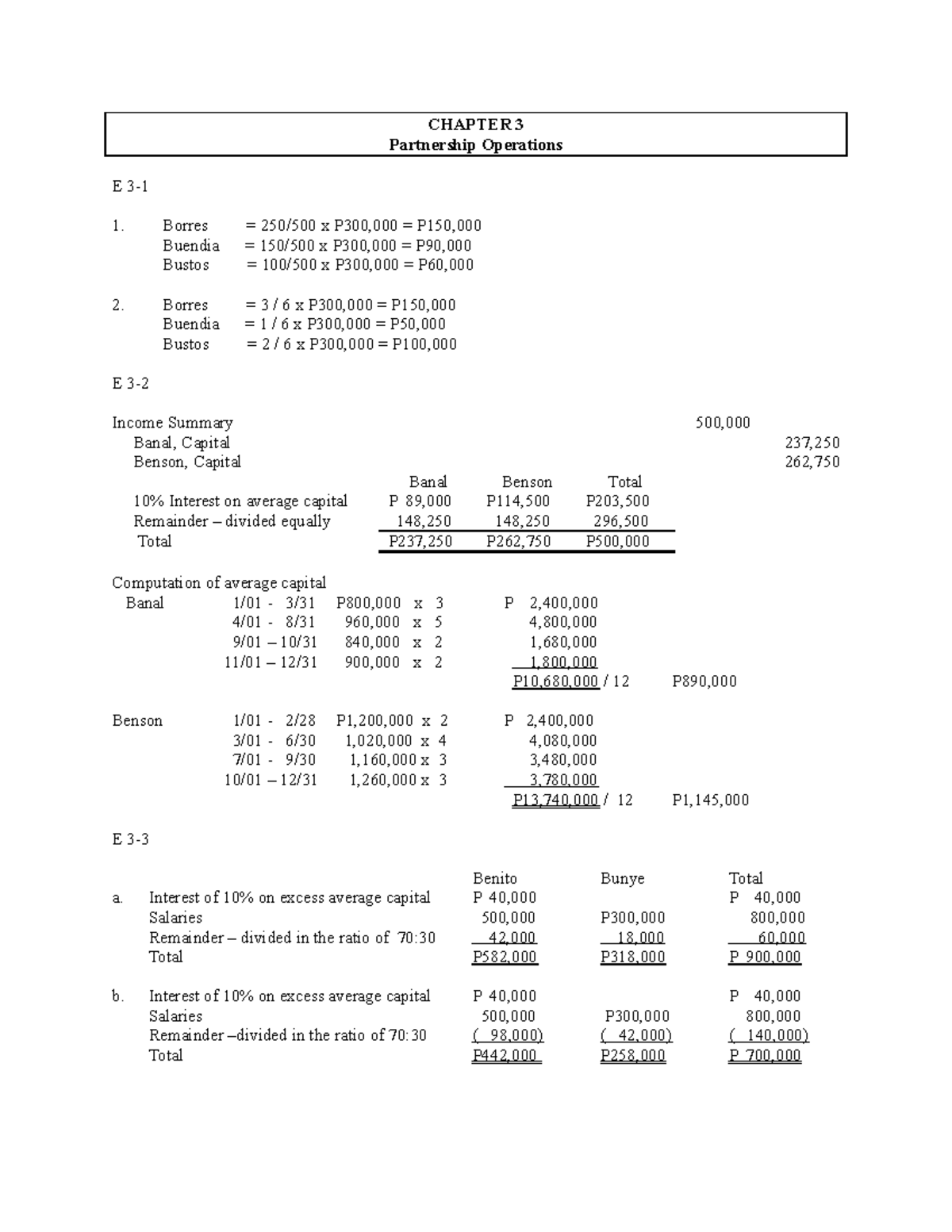 Chapter 3: Partnership Operation - Partnership Operations 1. Borres ...