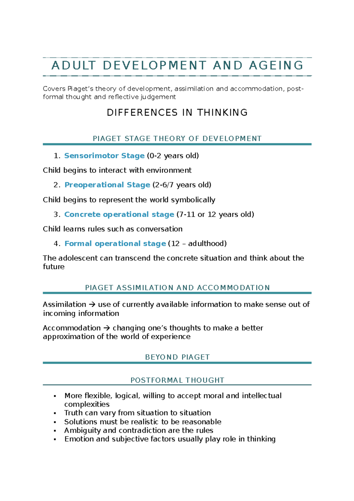 Adult Development and Ageing 9 - A D U LT D E V E LO P M E N T A N D A ...