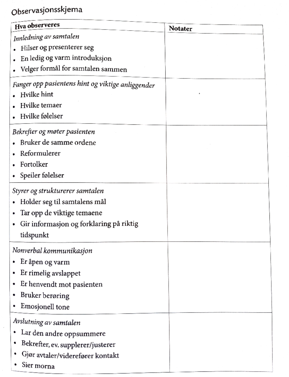 Observasjonsskjema - PSYC3400 - Studocu
