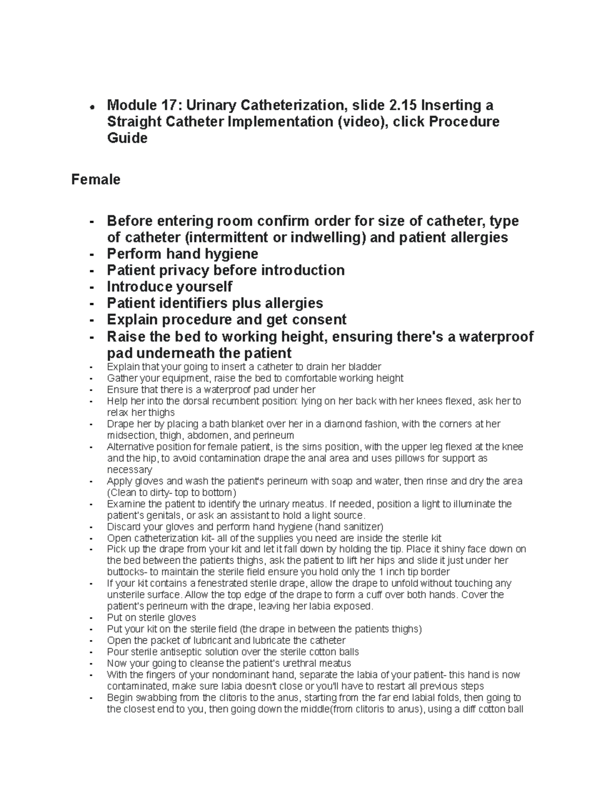 Skills for Nursing 2L03 - Module 17: Urinary Catheterization, slide 2 ...