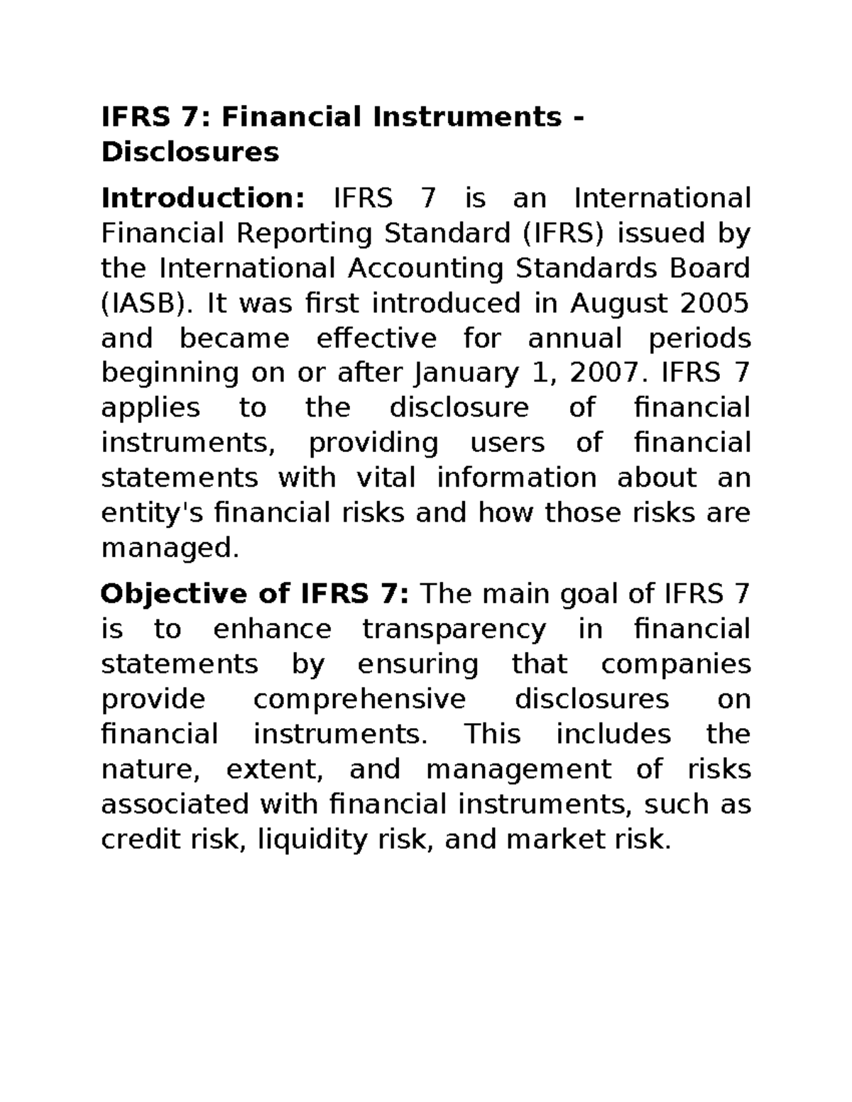 6-Objective of IFRS 7 - IFRS - IFRS 7: Financial Instruments ...