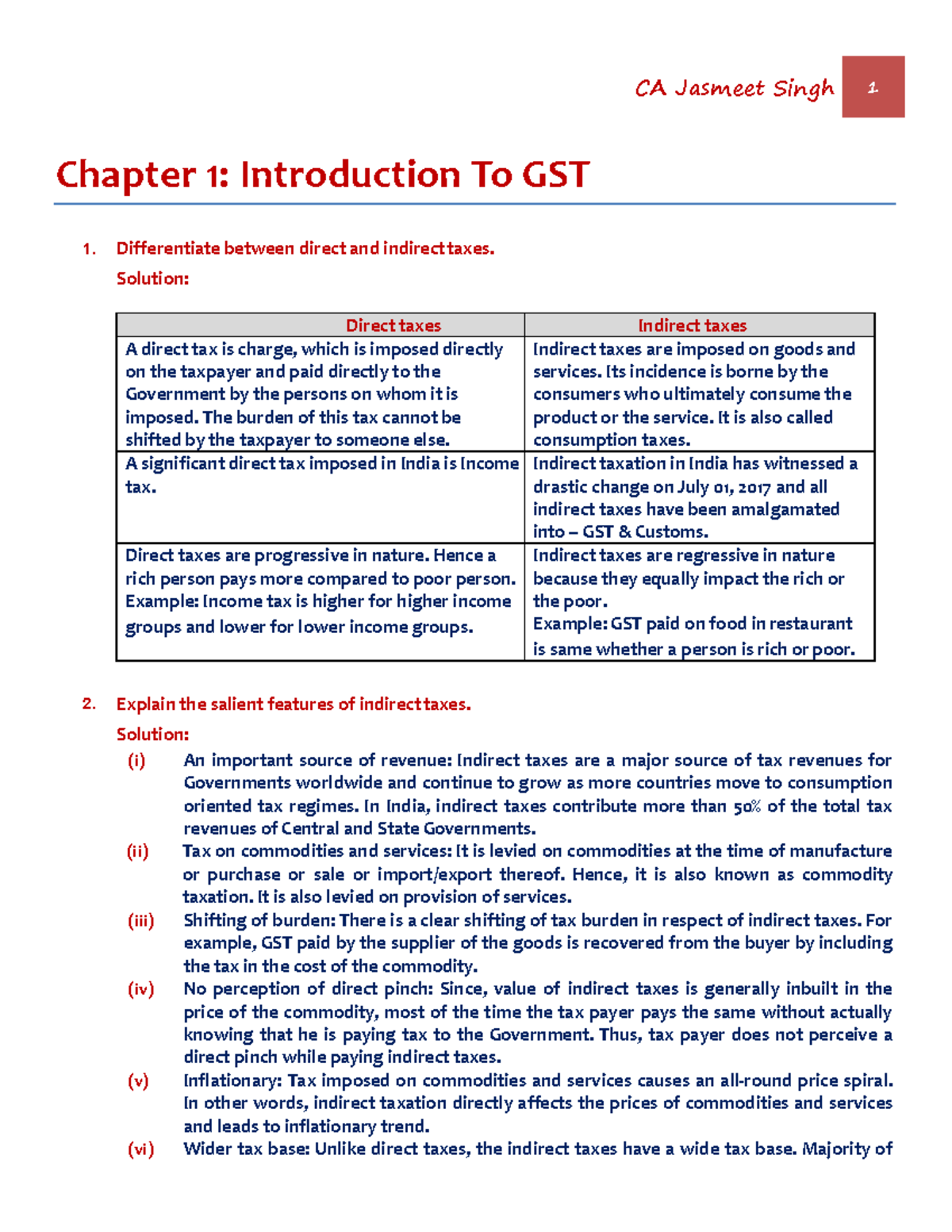 GST QUES Bank - CA JASMEET SINGH GST QUESTION BANK - Chapter 1 ...