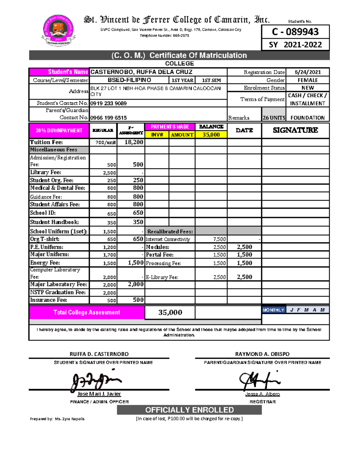 Lecture notes of Filipino summary report - Student's No. Student's Name ...