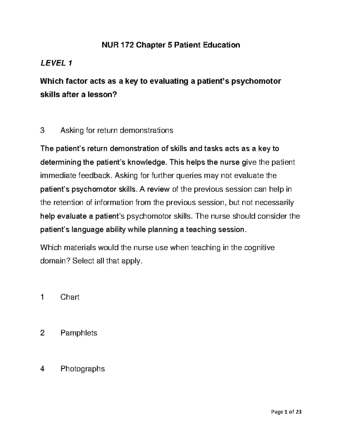 NUR 172 Chapter 5 Patient Education - NUR 172 Chapter 5 Patient ...