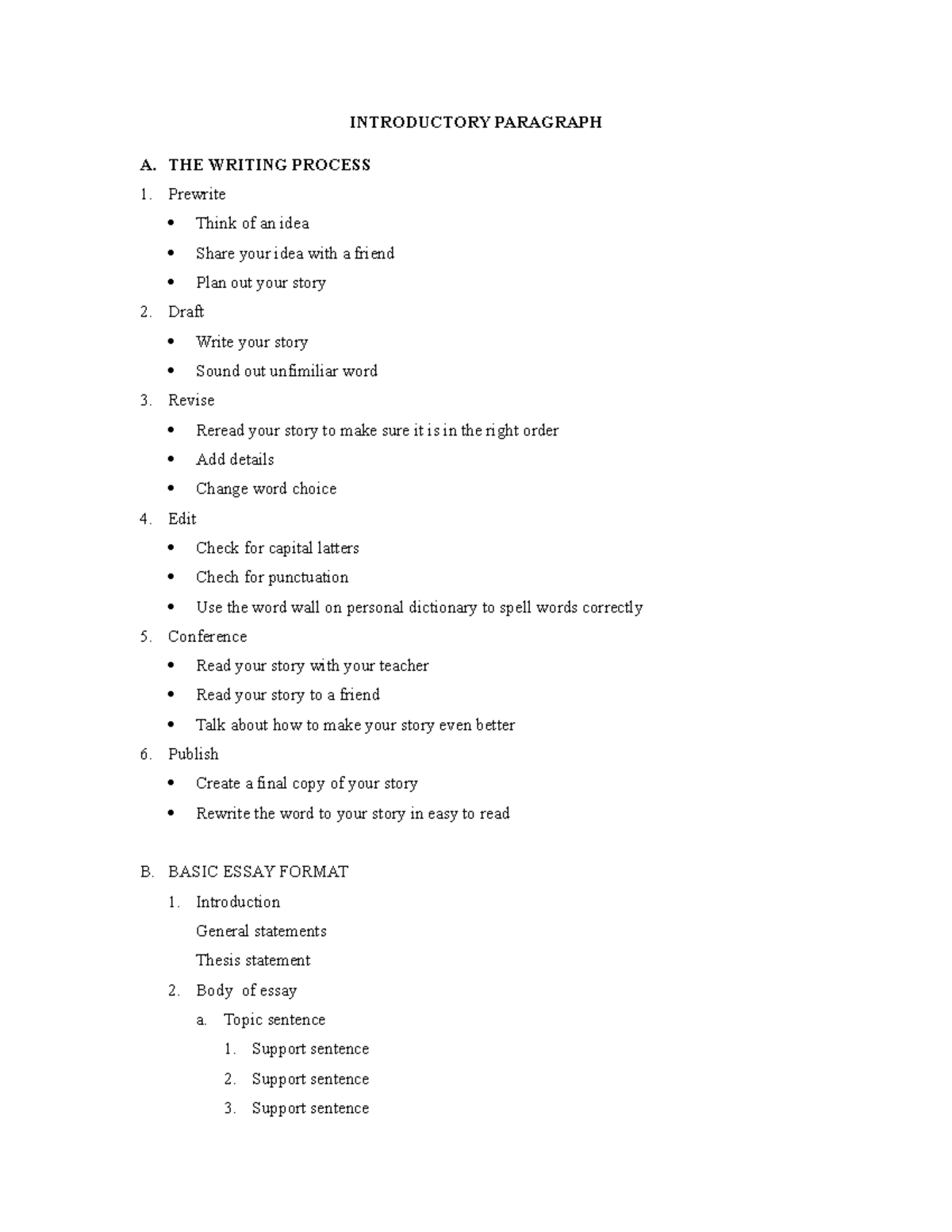 Introductory Paragraph - INTRODUCTORY PARAGRAPH A. THE WRITING PROCESS ...