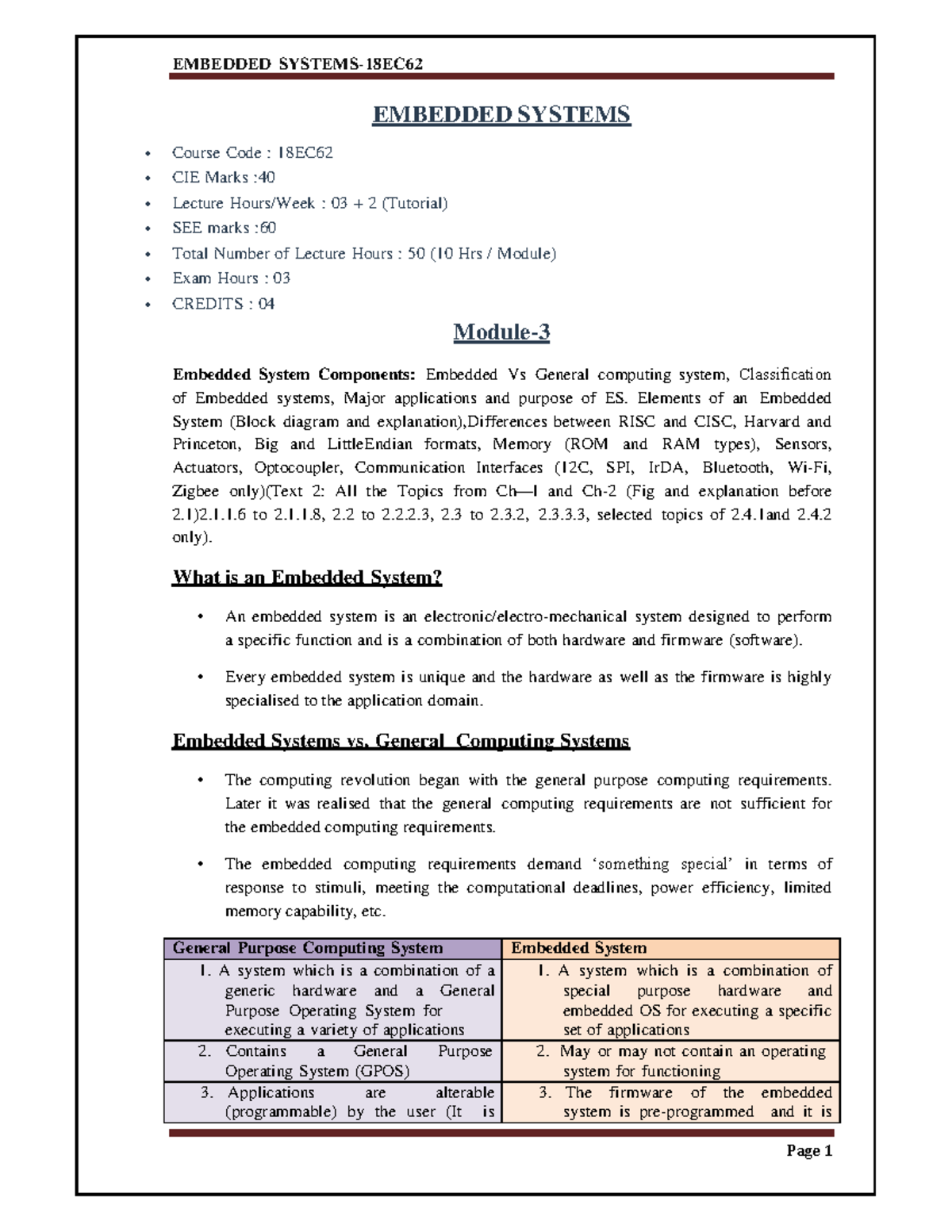 ES 18EC62 Module 3 Notes - EMBEDDED SYSTEMS-18EC EMBEDDED SYSTEMS ...