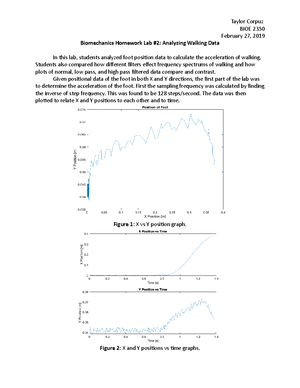 Homework Lab #4 - Taylor Corpuz BIOE 2350 April 17, 2019 Biomechanics ...