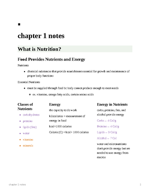 Important Facts of Nutrition 101 - INTRODUCITON TO NUTRITION CHAPTER ...