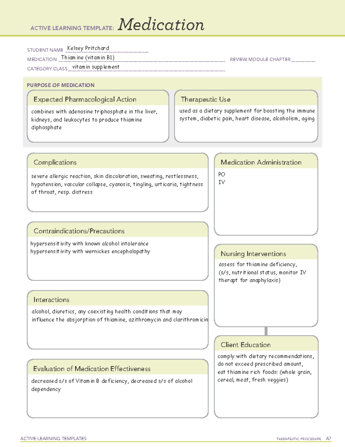 Thiamine - med acrd - ACTIVE LEARNING TEMPLATES THERAPEUTIC PROCEDURE A ...