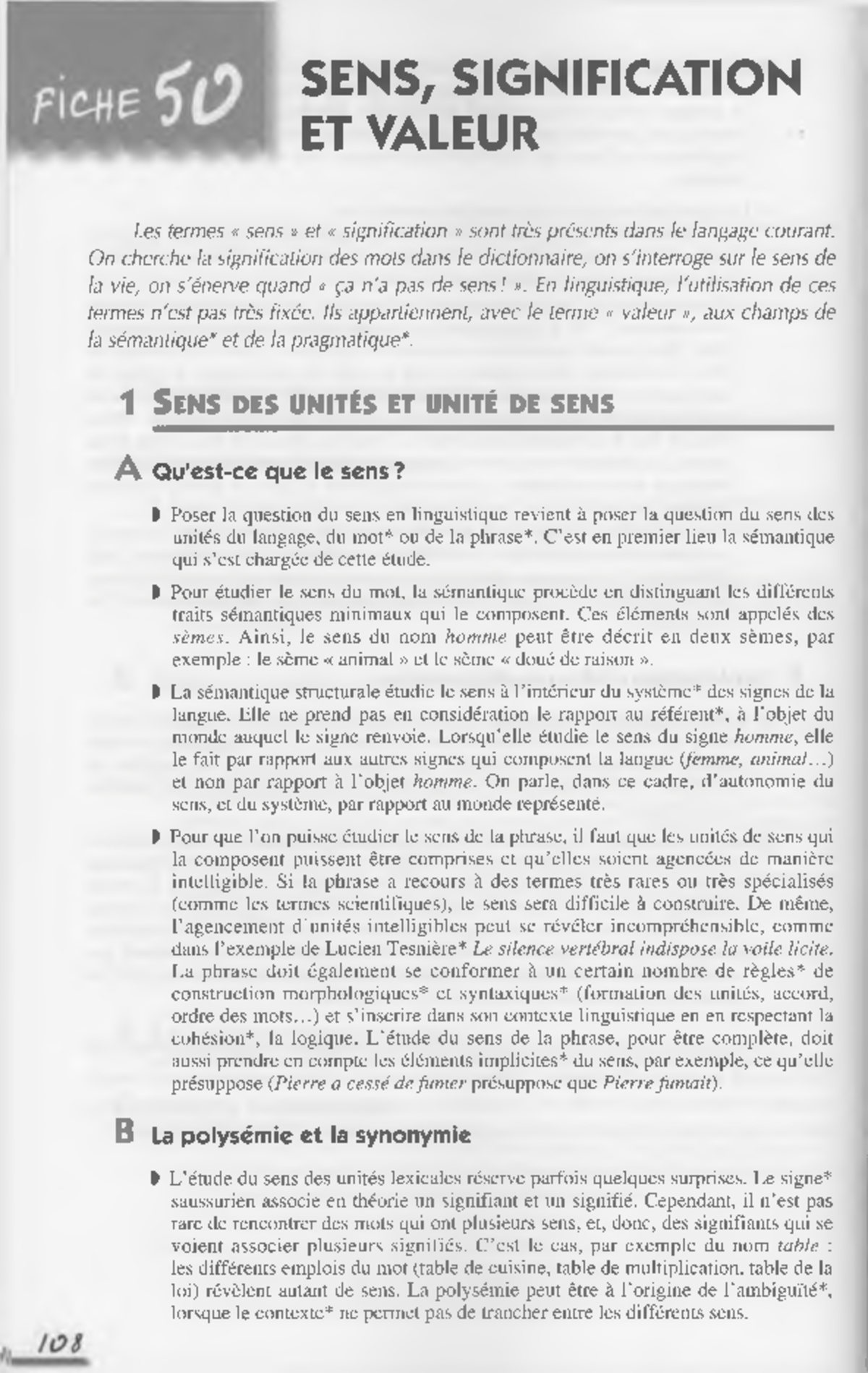 La linguistique - 50 - sens, signification et valeur - SENS, SIG N IFIC ...