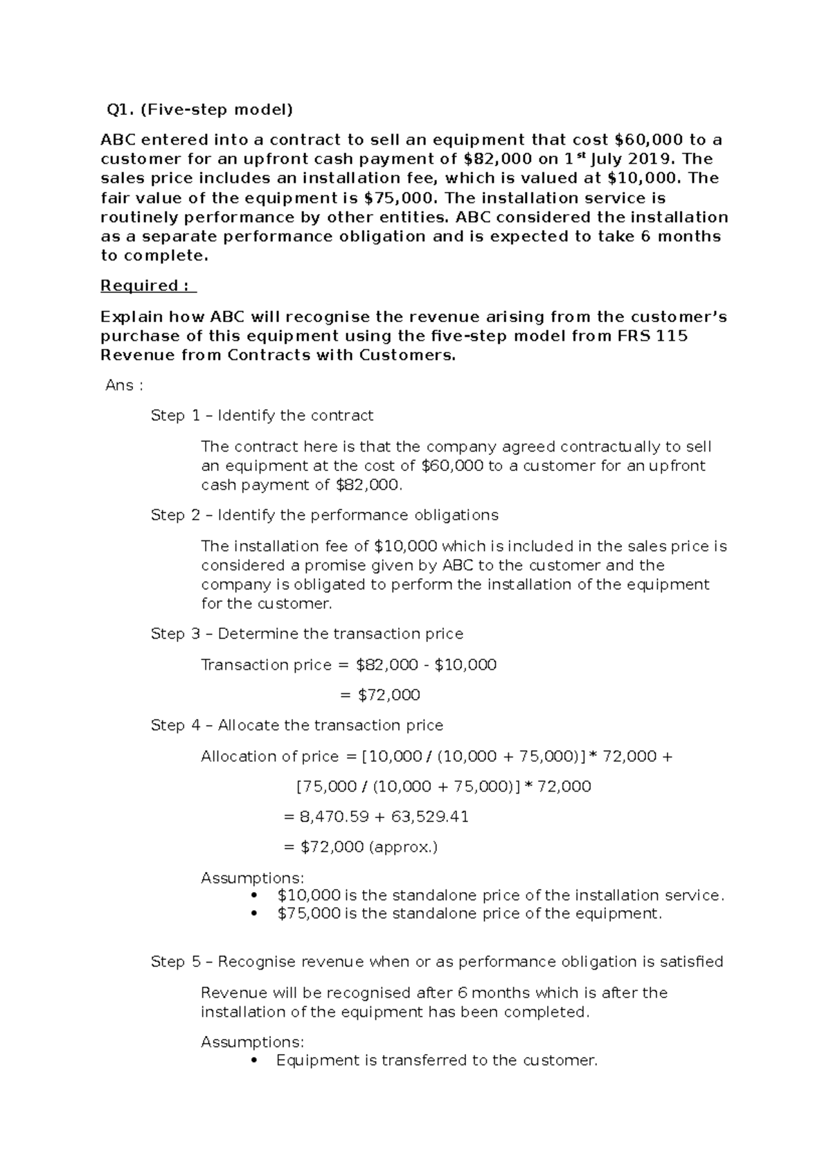 Seminar 2 answers - Practice questions - Q1. (Five-step model) ABC ...