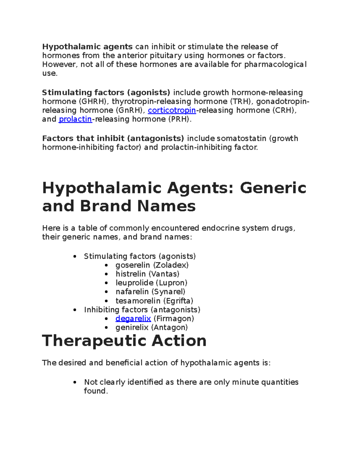 Hypothalamic agents - Lam - Hypothalamic agents can inhibit or ...