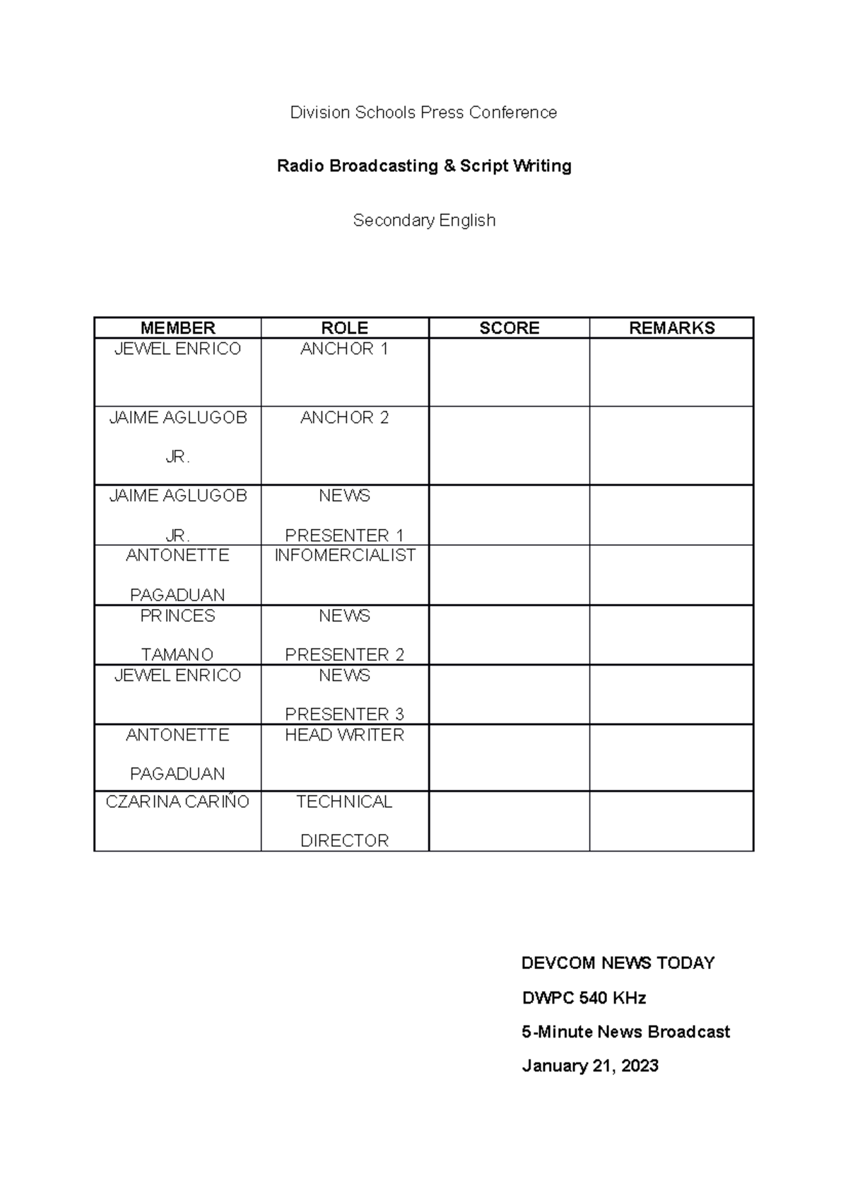 DSPC January 21 2023 - for everyones info about radio broadcasting ...