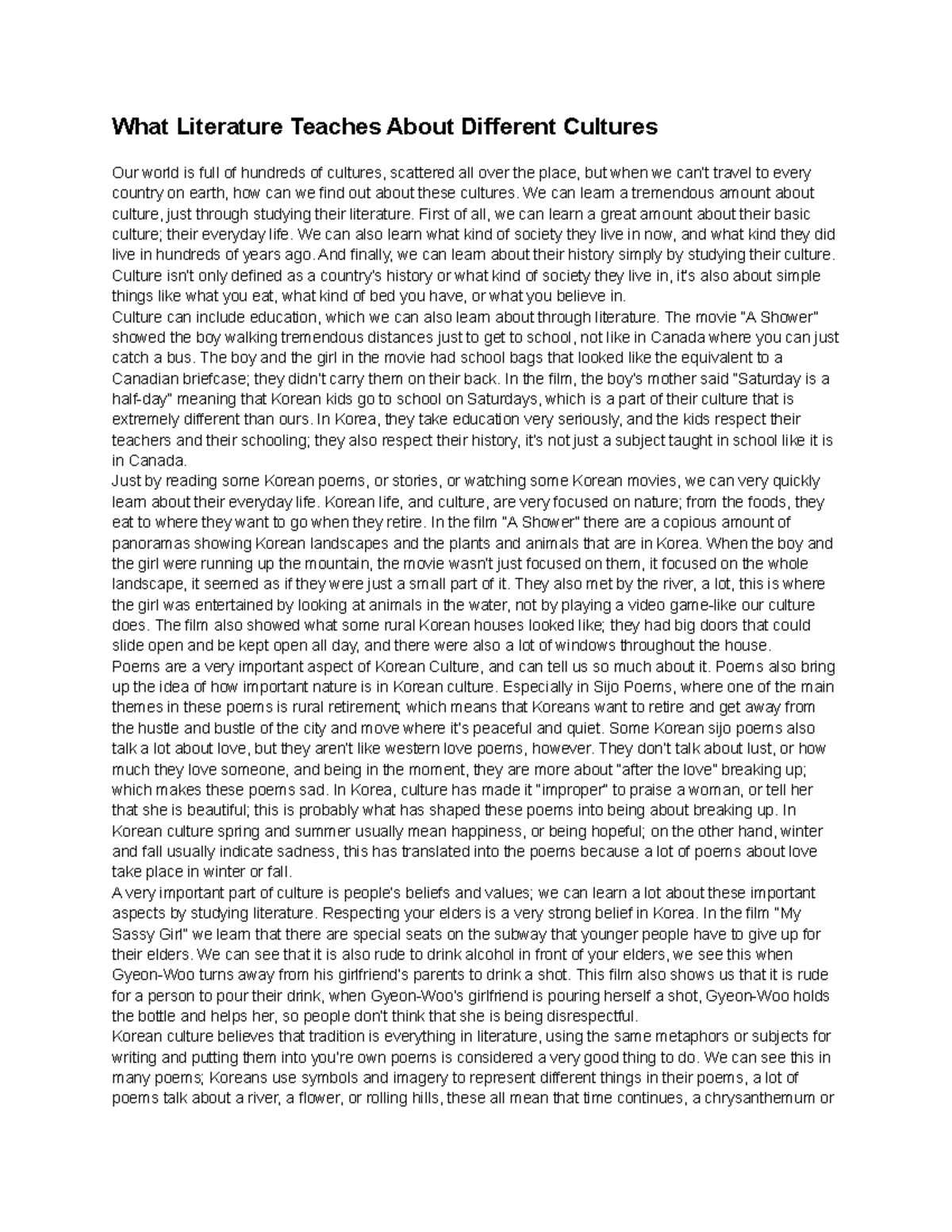 English 101 - notes - What Literature Teaches About Different Cultures ...