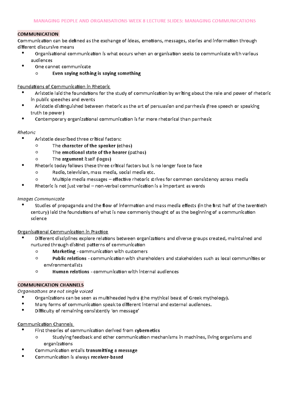 WEEK 8 Lecture Slides - MANAGING PEOPLE AND ORGANISATIONS WEEK 8 LECTURE SLIDES: MANAGING - Studocu