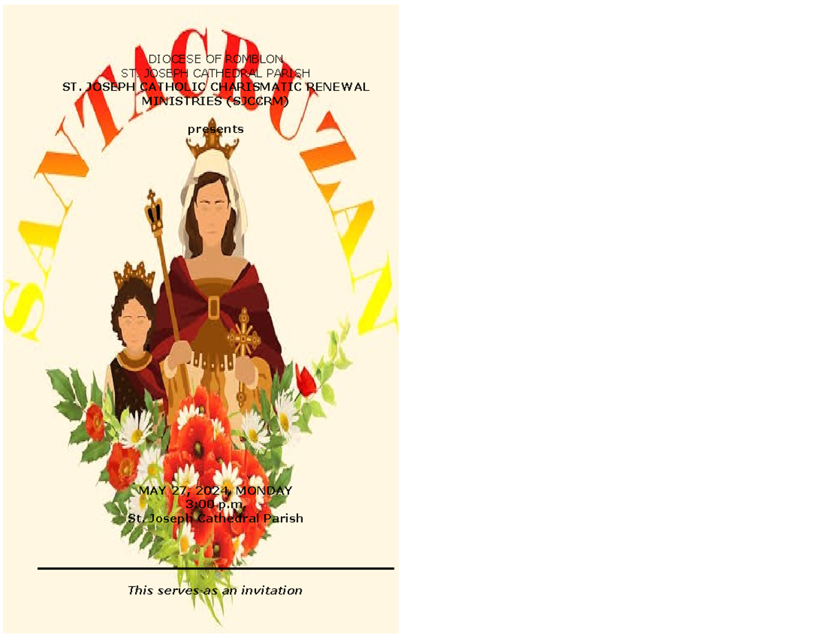 Program of Santacruzan - DIOCESE OF ROMBLON ST. JOSEPH CATHEDRAL PARISH ...