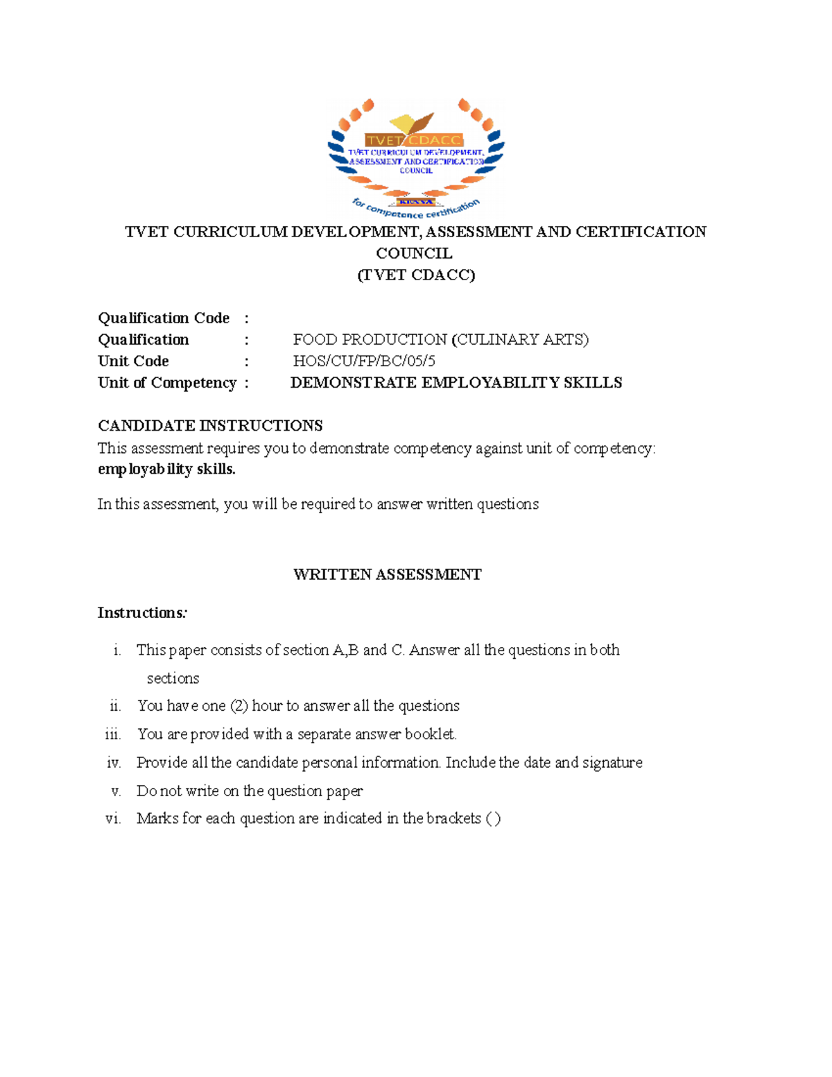 Employability skills - Past paperwork - TVET CURRICULUM DEVELOPMENT ...