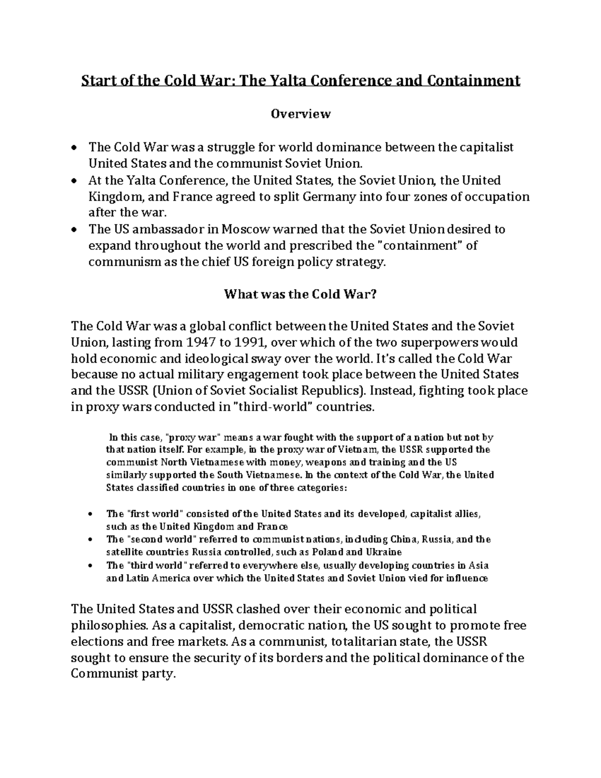 Yalta and containment article - Start of the Cold War: The Yalta ...