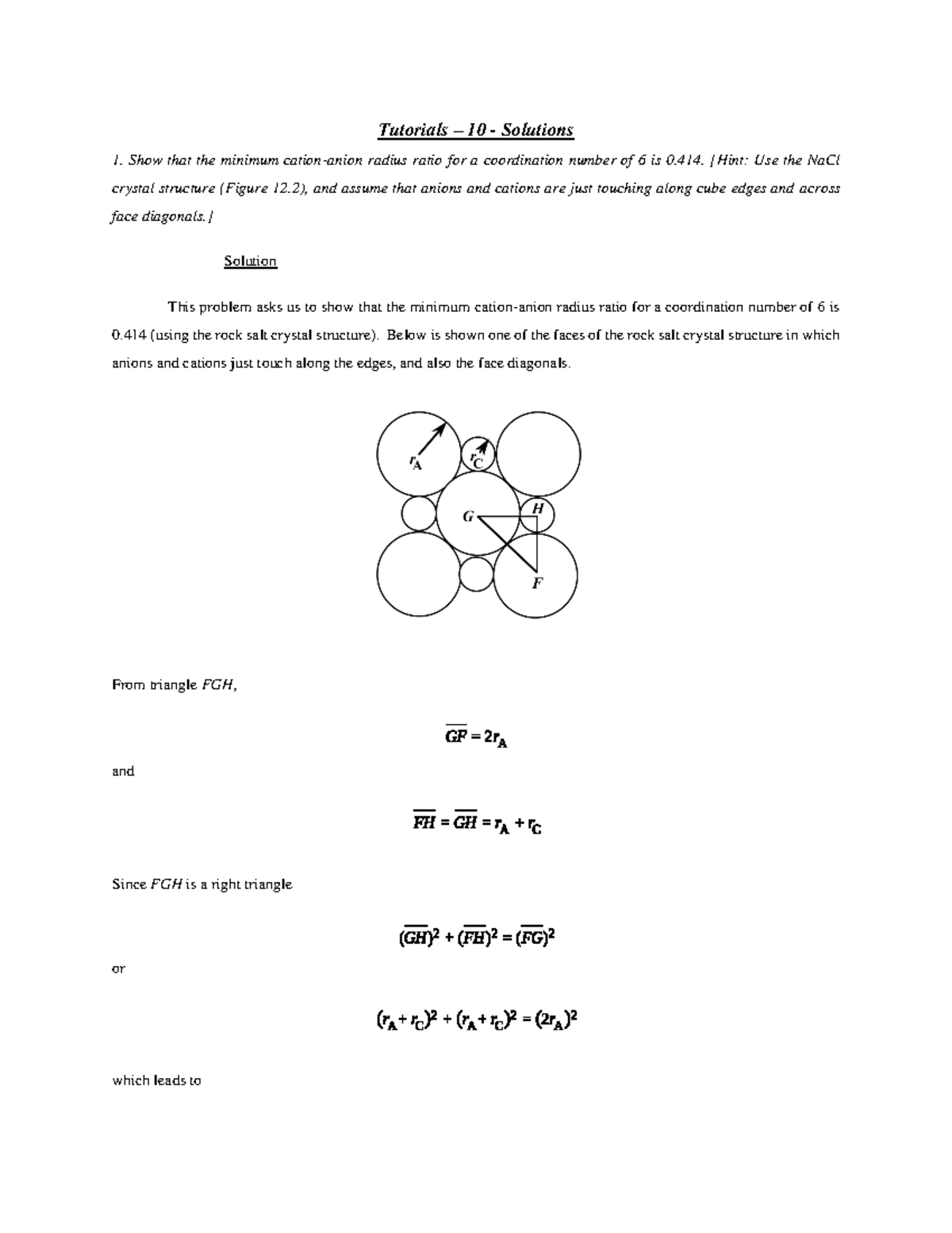 Tutorial SOLUTIONS - Tutorials – 10 - Solutions Show that the minimum ...
