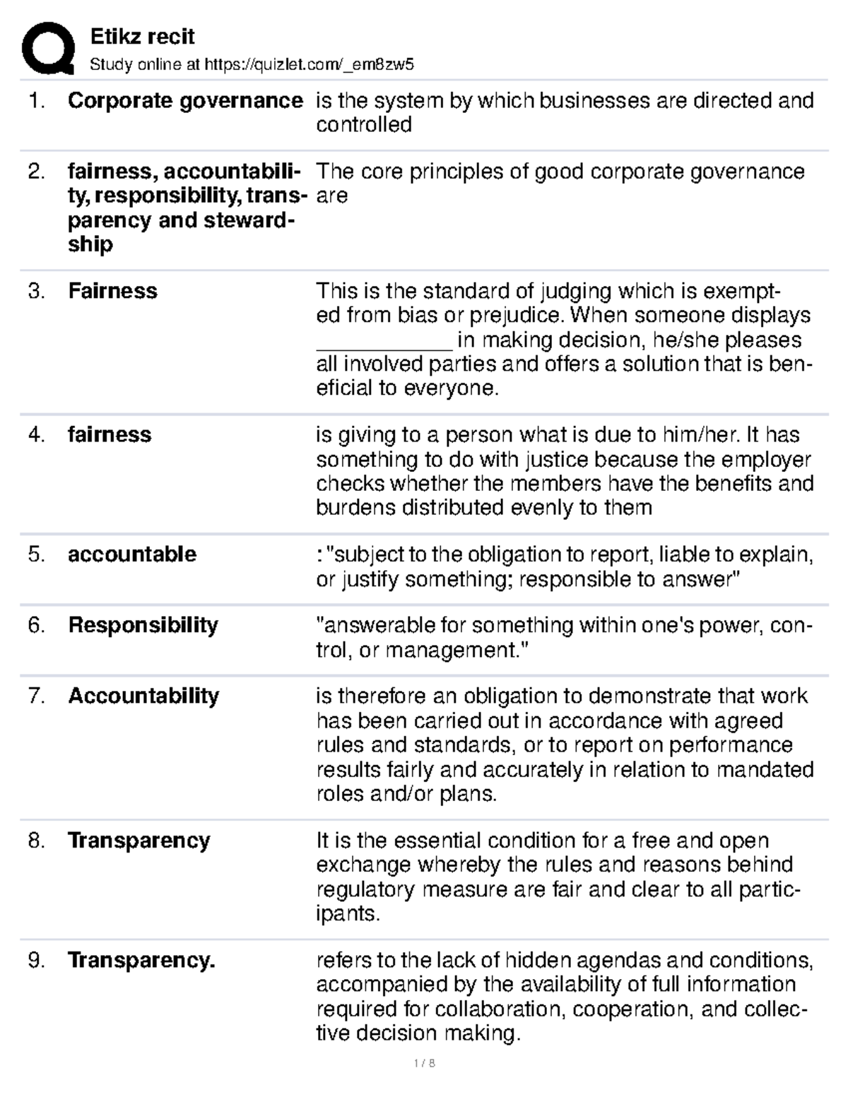 Ethics chtest - Chapter test reviewer - Study online at quizlet/_em8zw ...