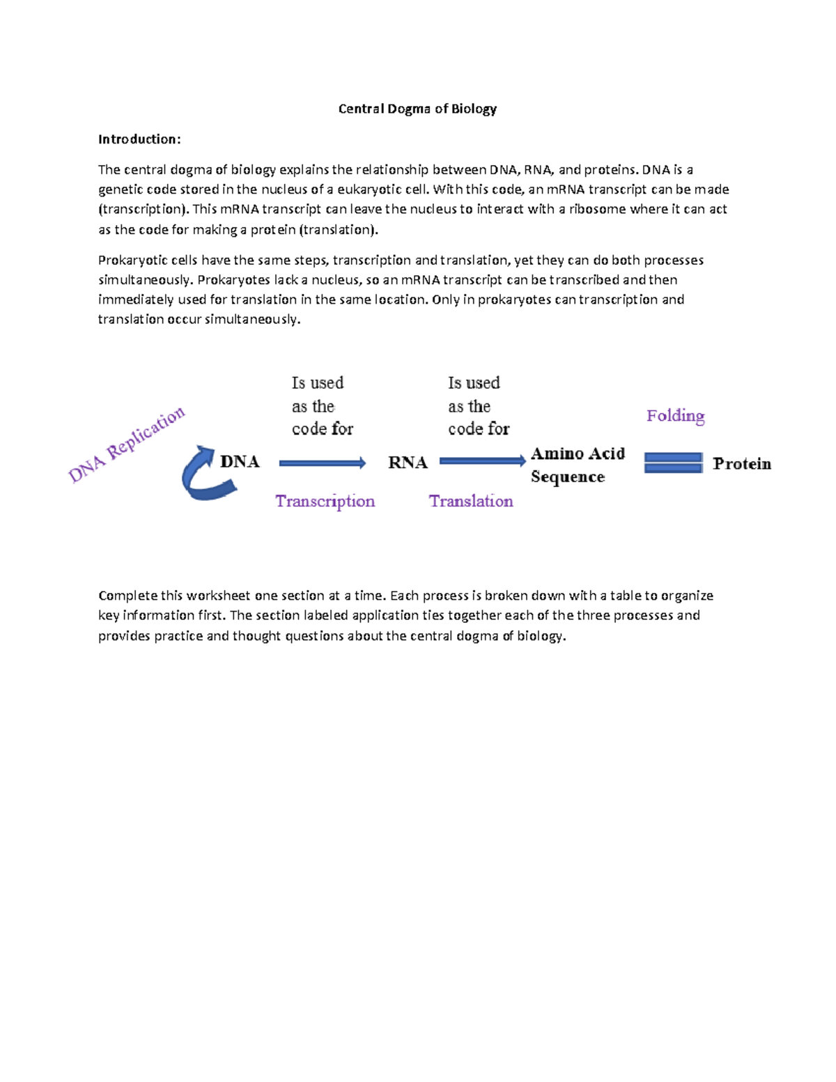 Central dogma of biology answer key - Central Dogma of Biology ...