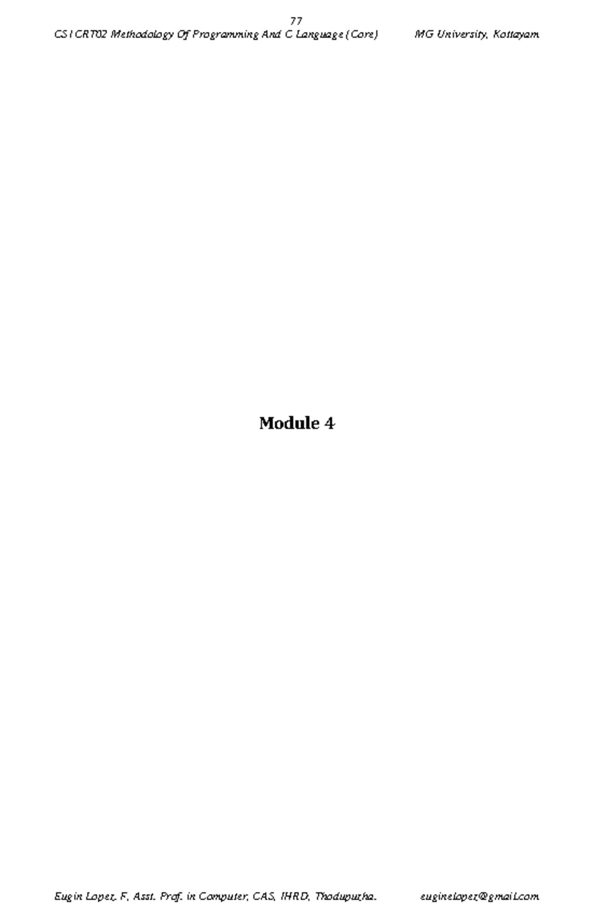 Module 4 Methodology Of Programming Cs1crt02 Methodology Of Programming And C Language Core