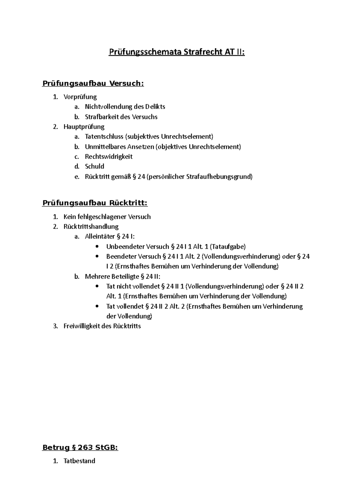Prüfungsschemata Strafrecht AT II - Prüfungsschemata Strafrecht AT II ...