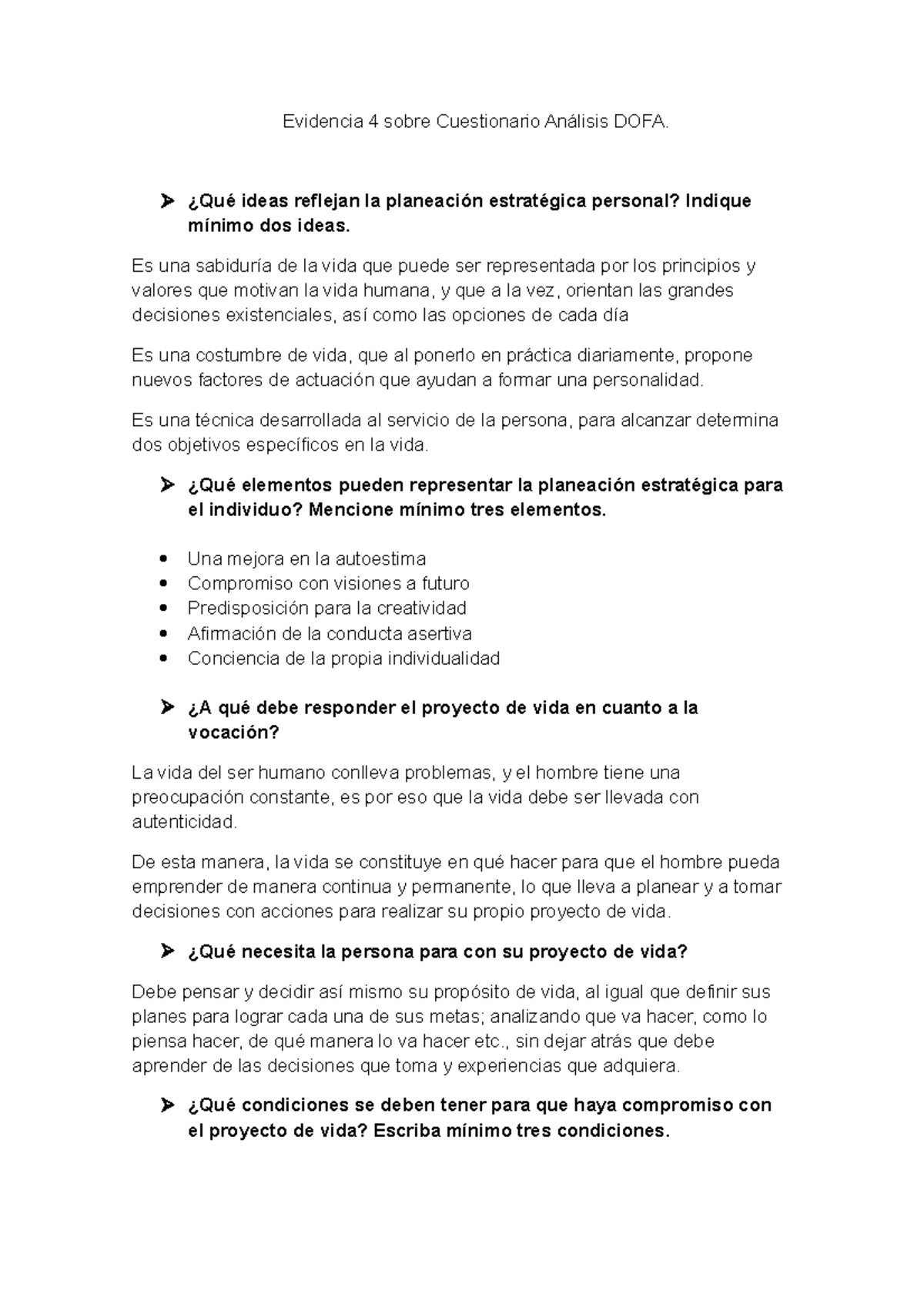 Evidencia 4 sobre Cuestionario An lisis DOFA Montoya - Evidencia 4 sobre Cuestionario Análisis ...