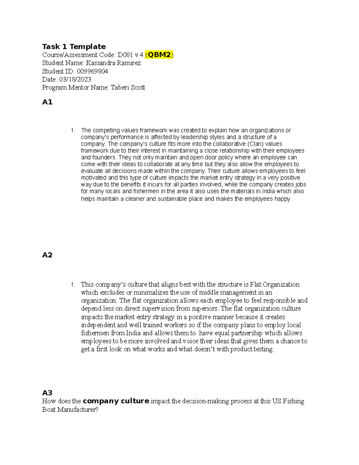 Task 1 Innovative Strategic - D081 - WGU - Studocu