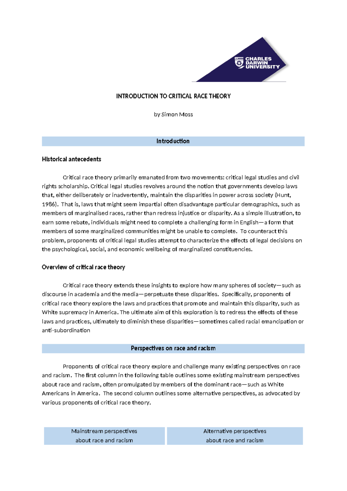 Introduction to critical race theory - INTRODUCTION TO CRITICAL RACE ...