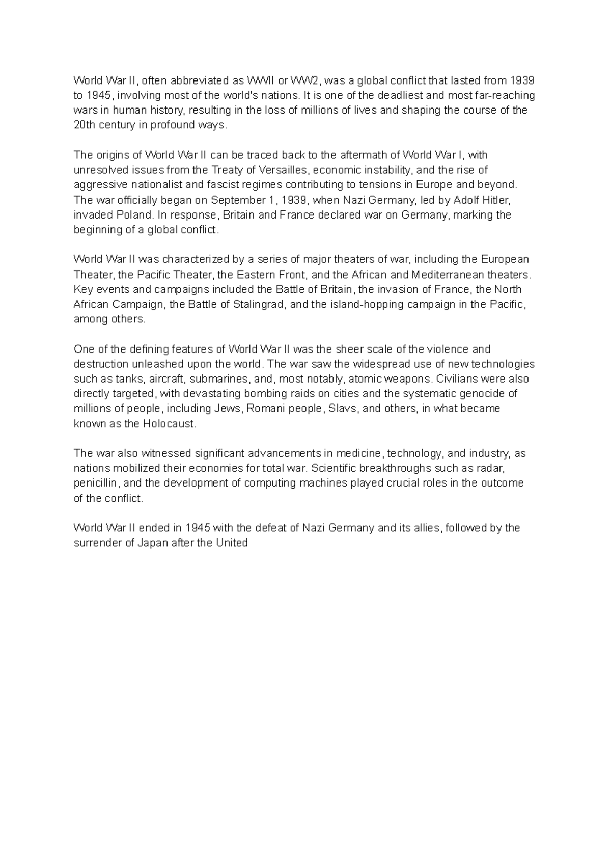 WW2 WAR - English writing. - World War II, often abbreviated as WWII or ...