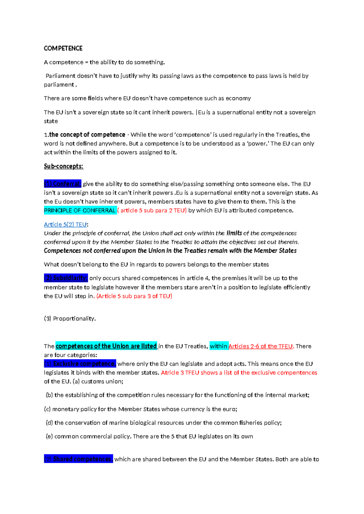 Lecture 3 Competence - notes - COMPETENCE A competence = the ability to ...