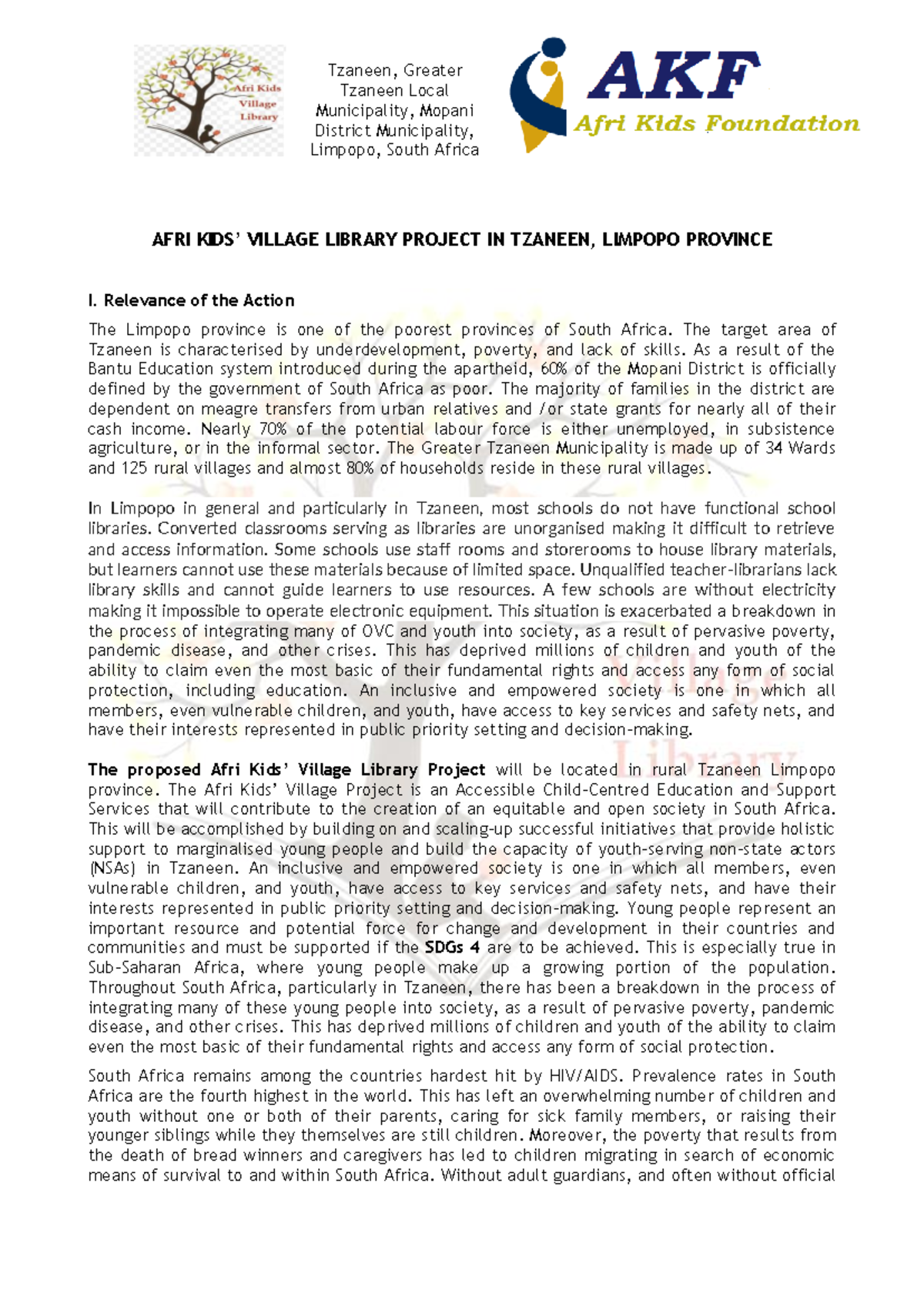2 Library Project IN South Africa - AFRI KIDS’ VILLAGE LIBRARY PROJECT ...