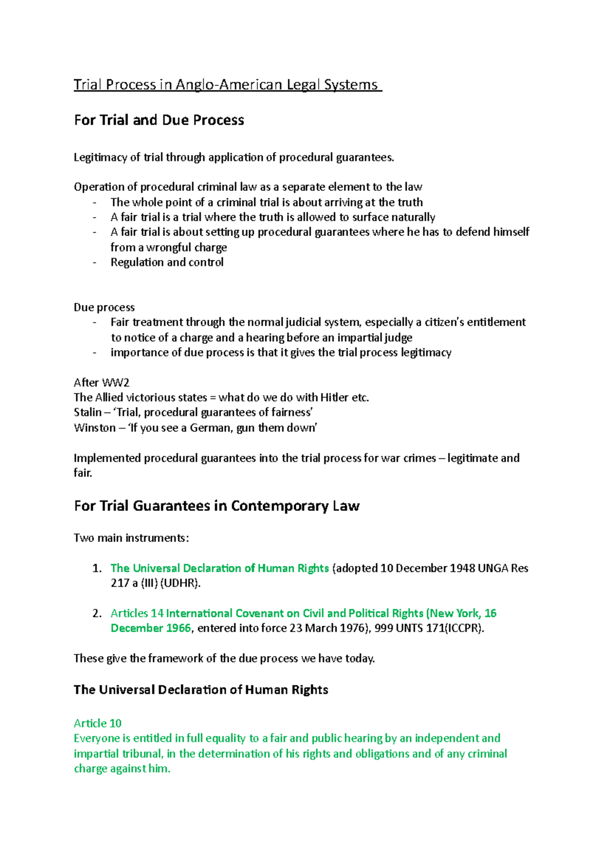 Lecture 5 CCL - Trial Process in Anglo-American Legal Systems For Trial ...