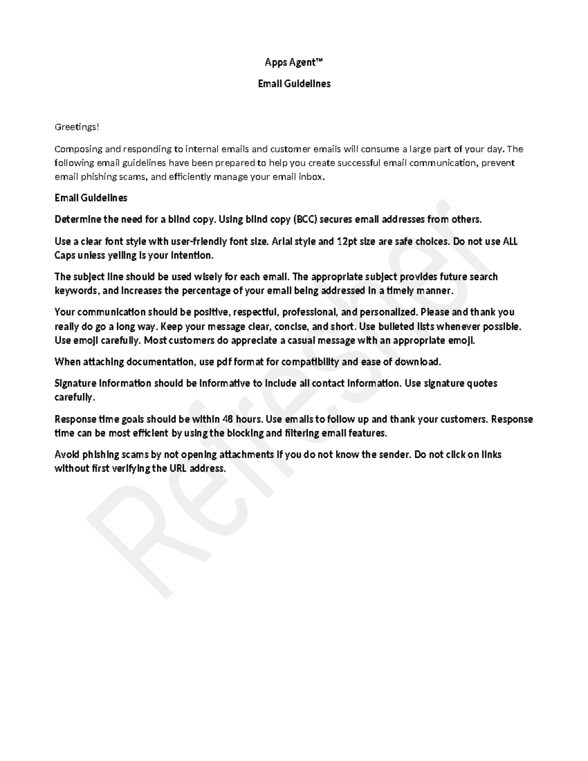W02 exam chap Wordfile - Apps Agent™ Email Guidelines Greetings ...