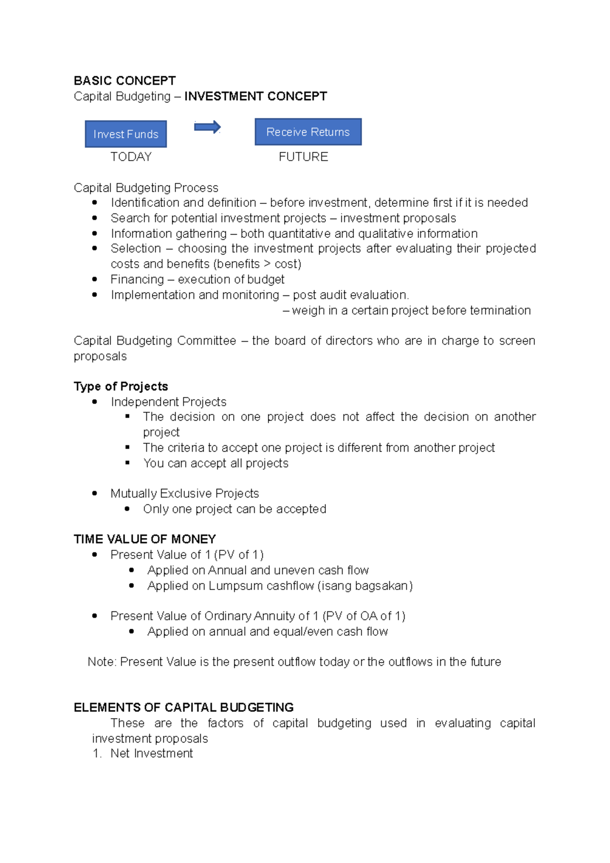 Capital Budgeting Concept - accountancy - UEP - Studocu