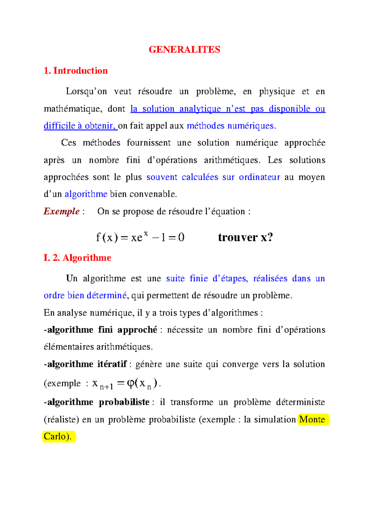 Cours algorithme complet - GENERALITES Introduction Lorsqu’on veut ...