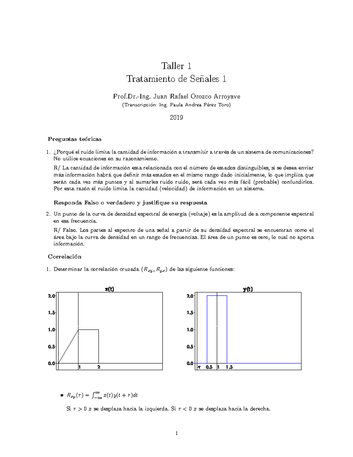 TDS 1 TEMA1 - Ejercicios para el primer parcial de TDS 1 - Taller 1 ...