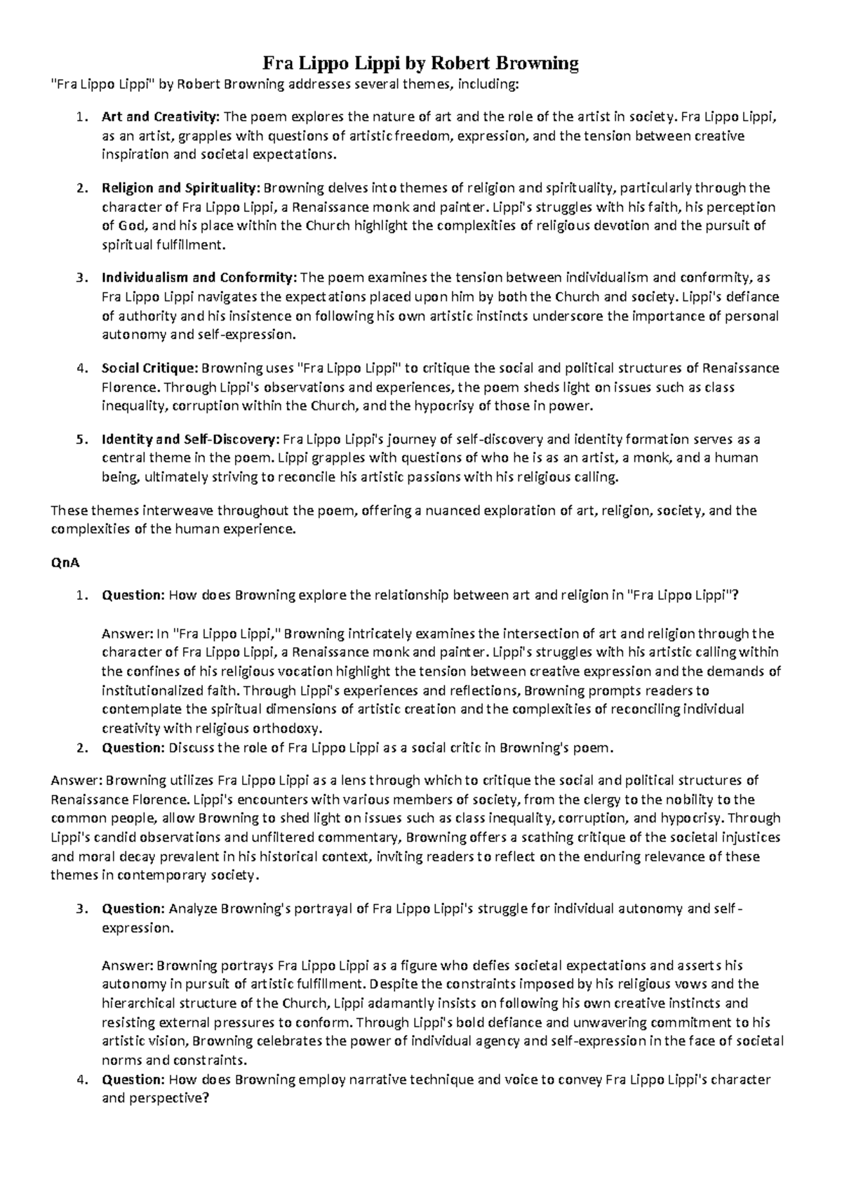 Fra Lippo Lippi by Robert Browning - Fra Lippo Lippi by Robert Browning ...