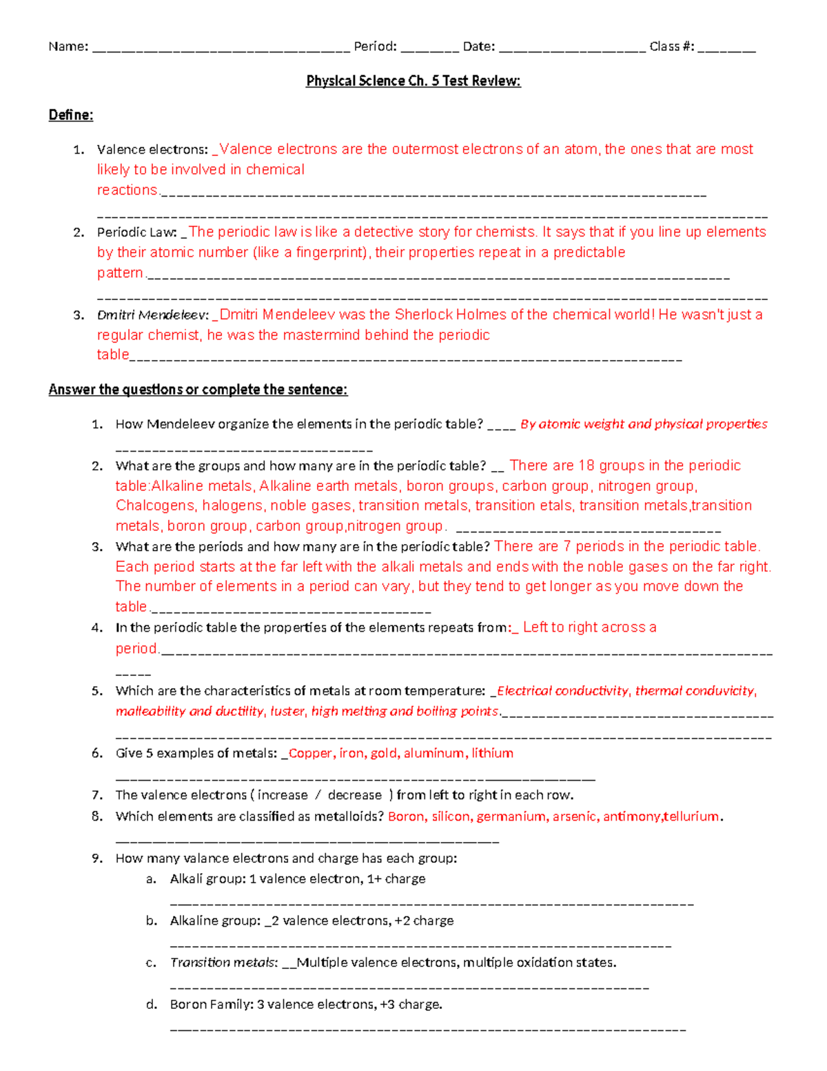 PS Ch 5 Test Review - easy - Name ...